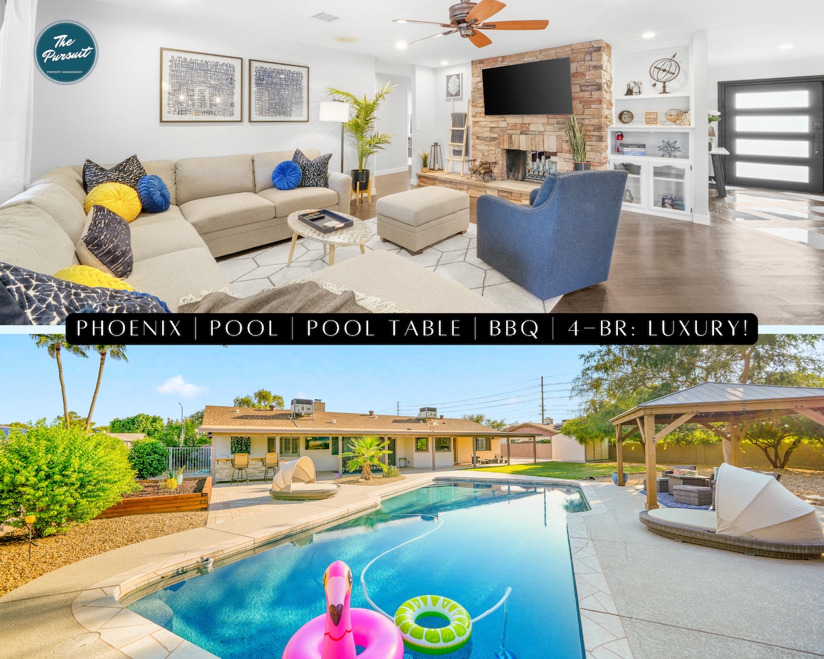 Phoenix | Pool | Pool Table | BBQ | 4 BR: Luxury! | Home